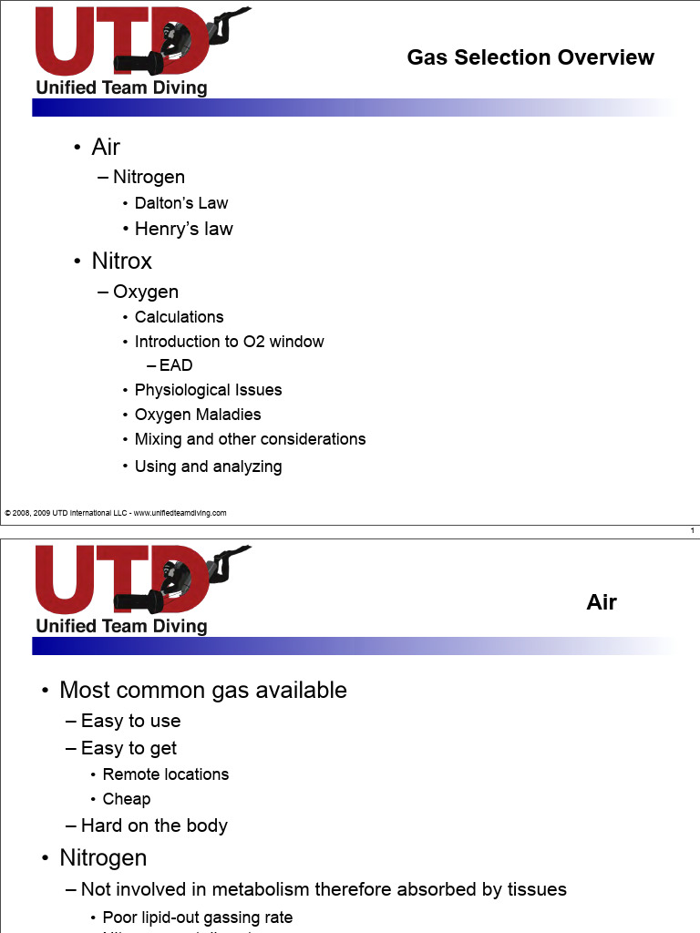 Diving Gas Selection and Physiology Guide | PDF | Respiration | Gases