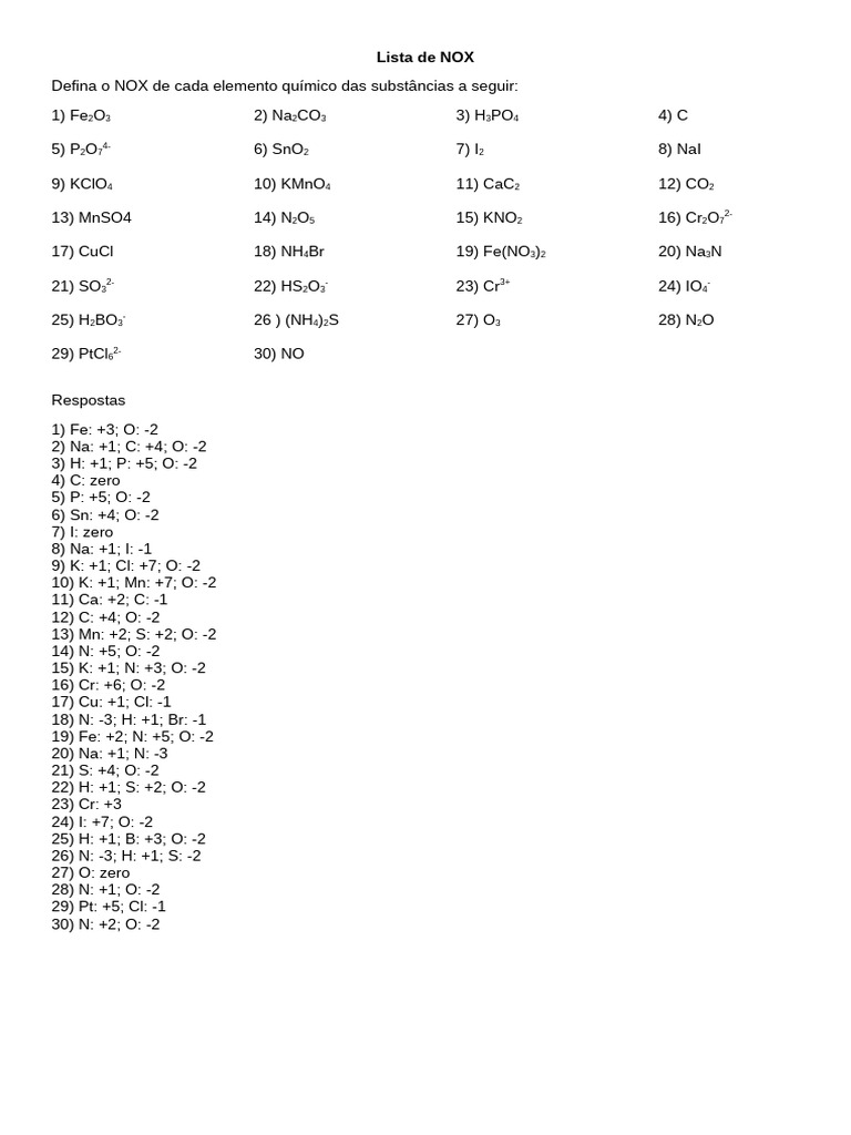 Lista de NOX | PDF