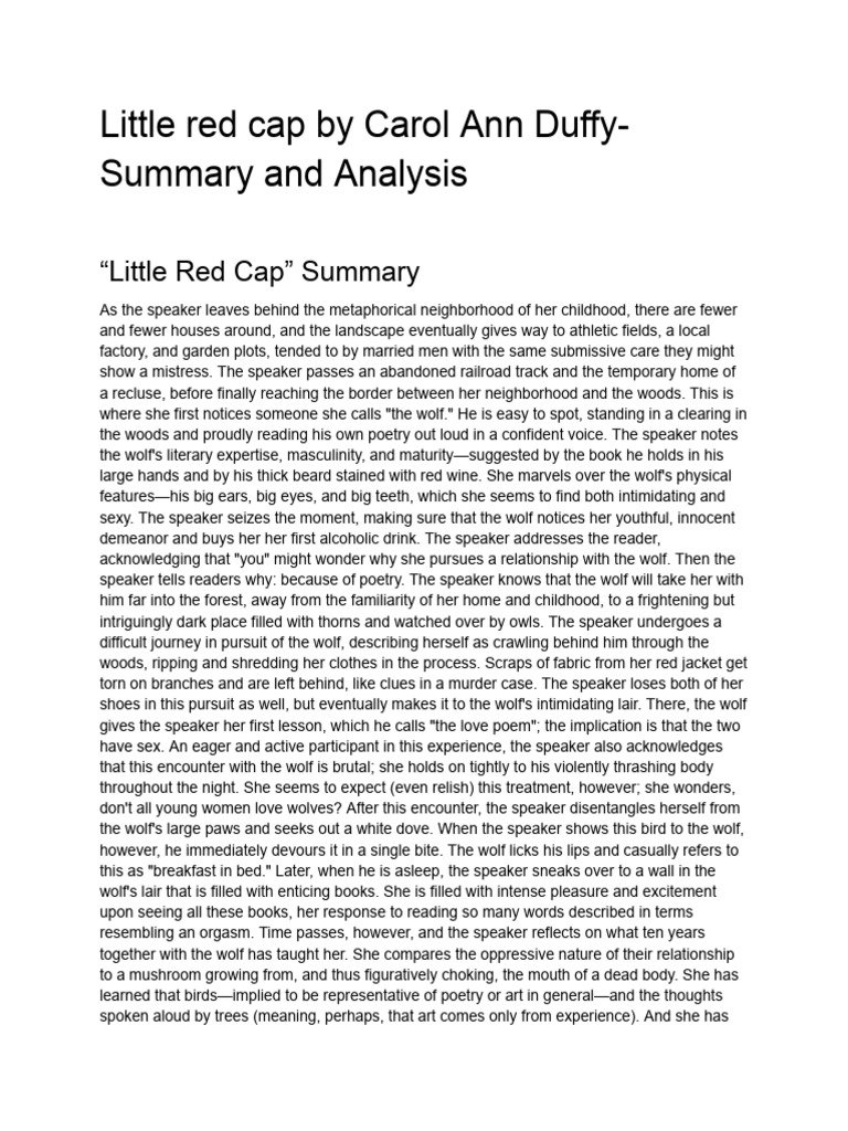 Little Red Cap Full Analysis | PDF | Little Red Riding Hood | Poetry