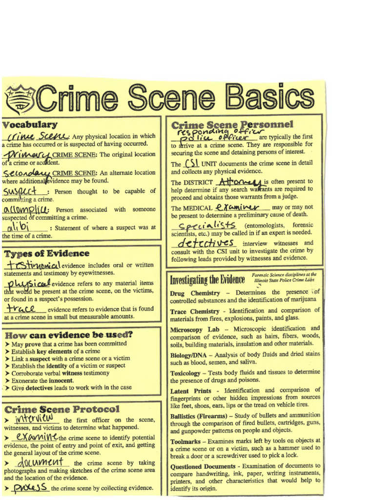 Crime Scene Basics Completed | PDF