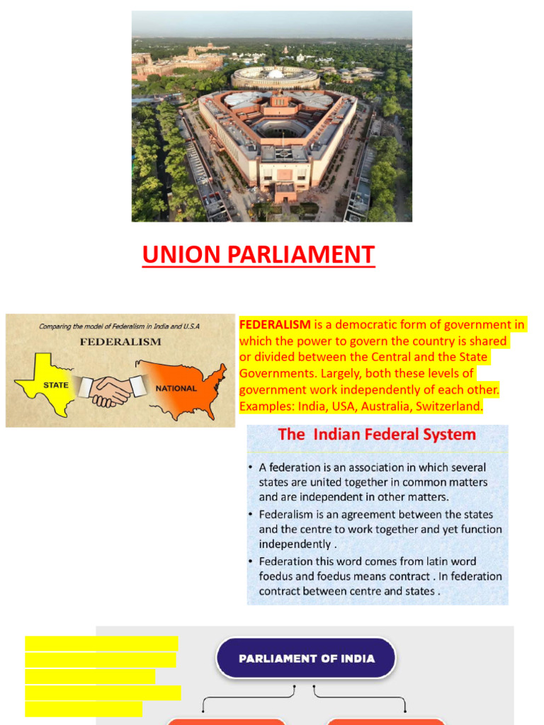 10 CIV 1 The Union Parliament | PDF | Government Of India | Impeachment
