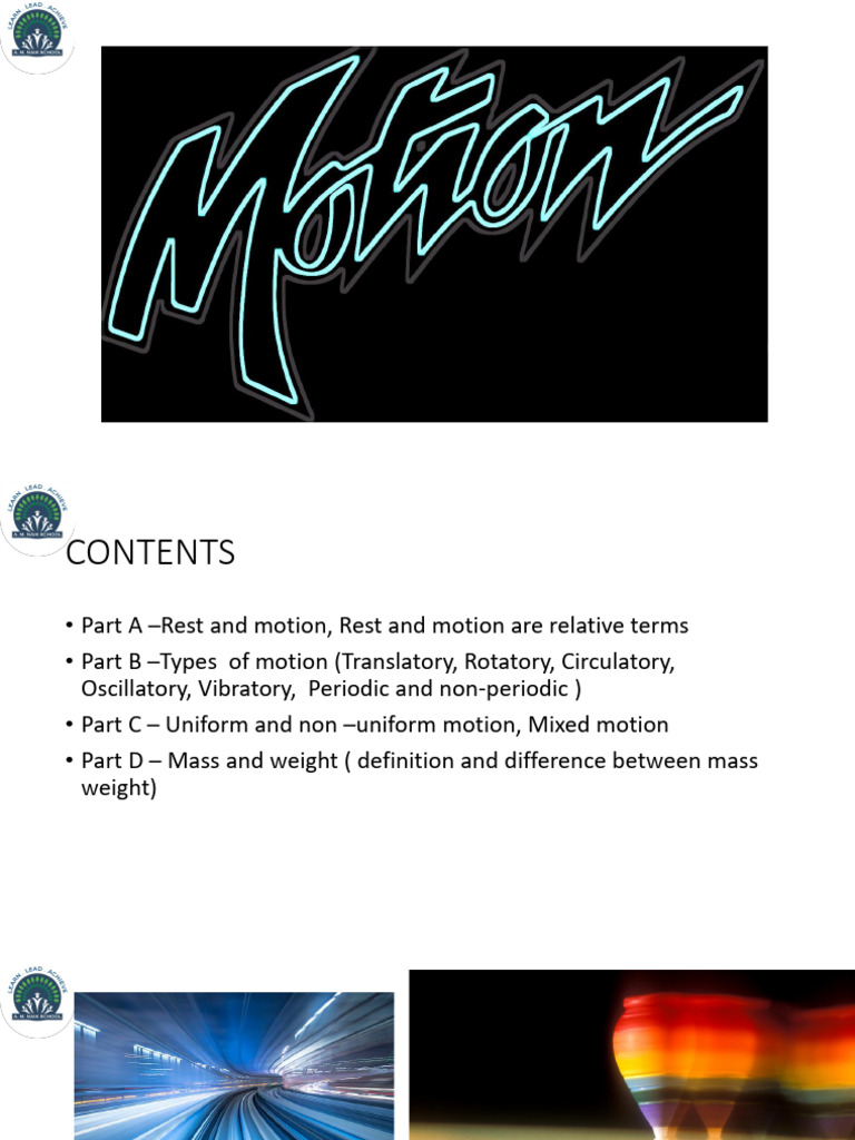 Gr7 Phy Chapter 2 Motion AMNS | PDF | Weight | Mass