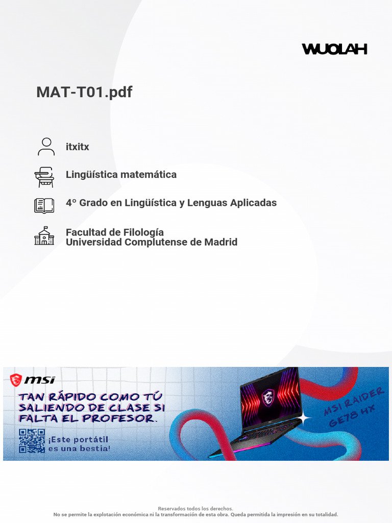 Wuolah Free MAT T01 | PDF | Grupo (Matemáticas) | Número racional