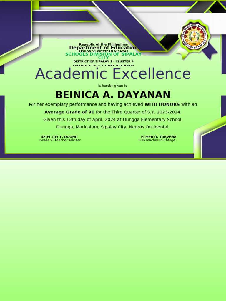 Certificate - 3RD Quarter | PDF