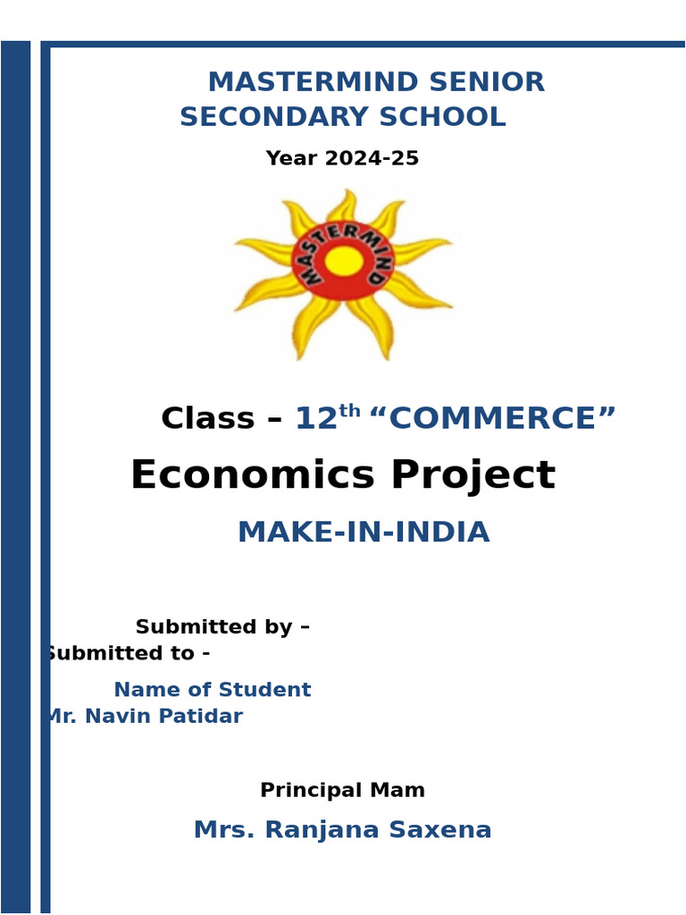 Economics Project: Class | PDF