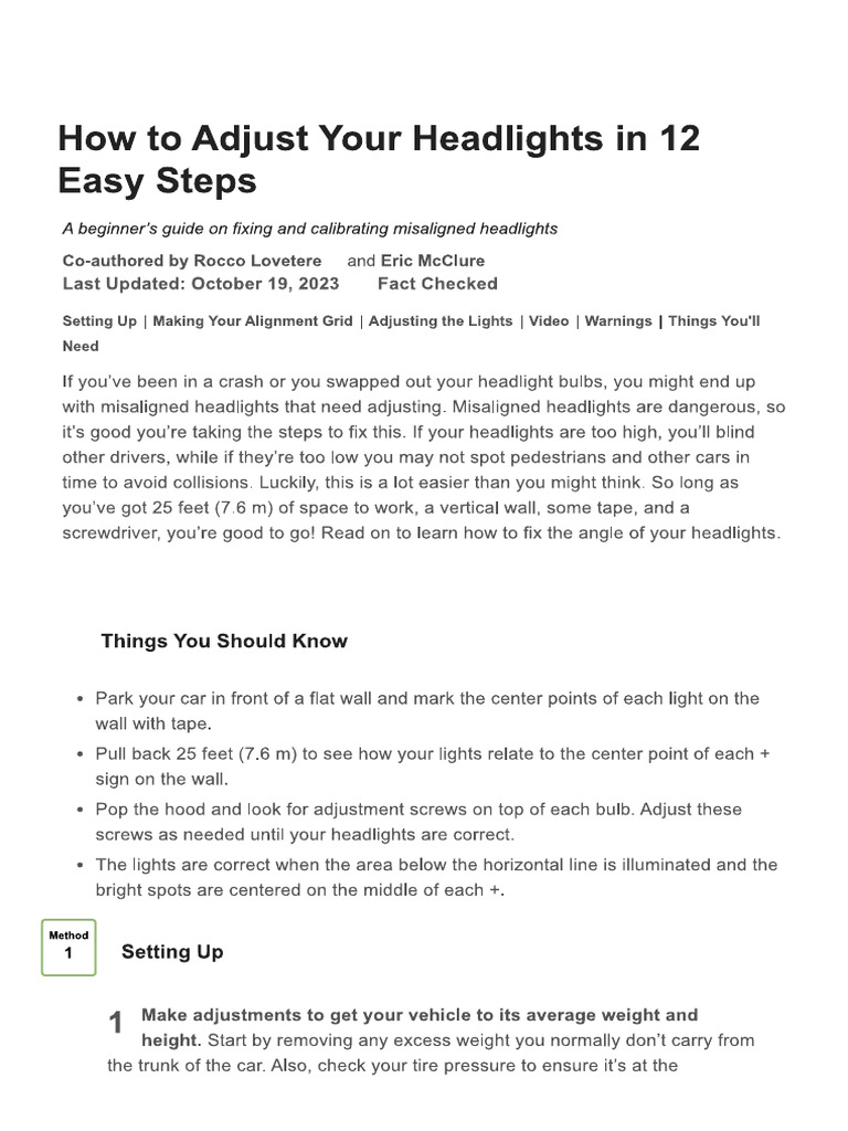 Headlights Adjust | PDF