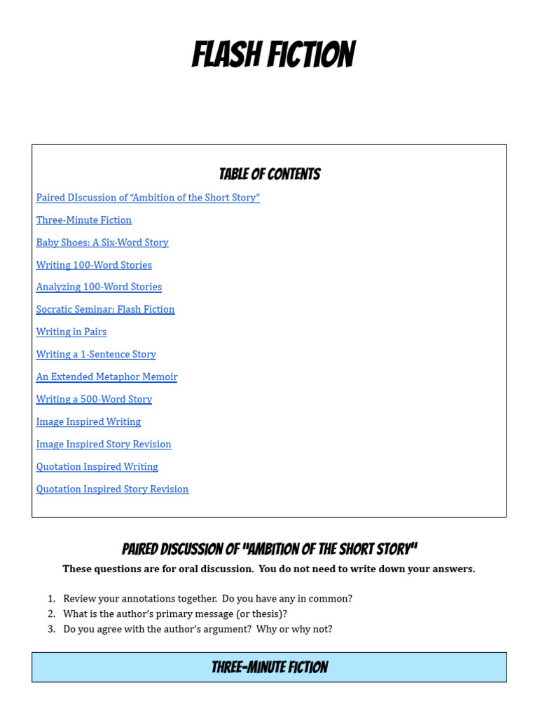 Flash Fiction Notes | PDF | Question