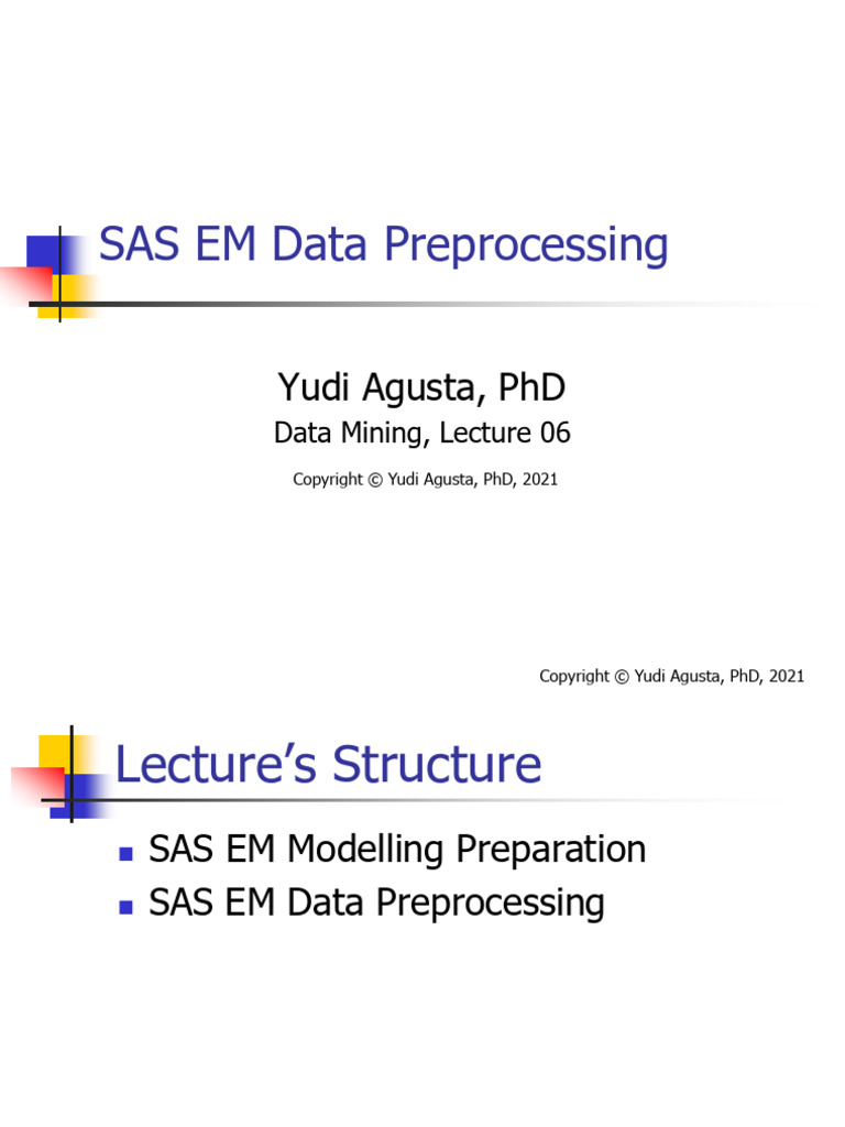 Lecture 06 - SAS EM Data Preprocessing | PDF
