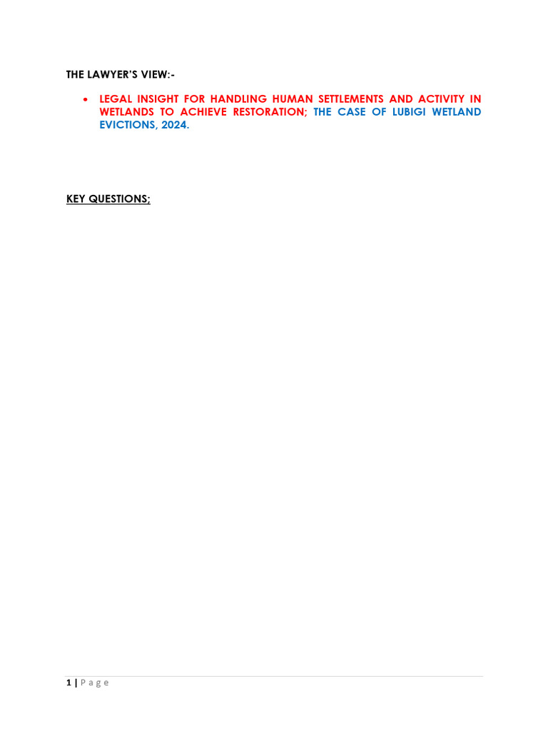 Legal Insights on Lubigi Wetland Evictions | PDF | Constitution ...