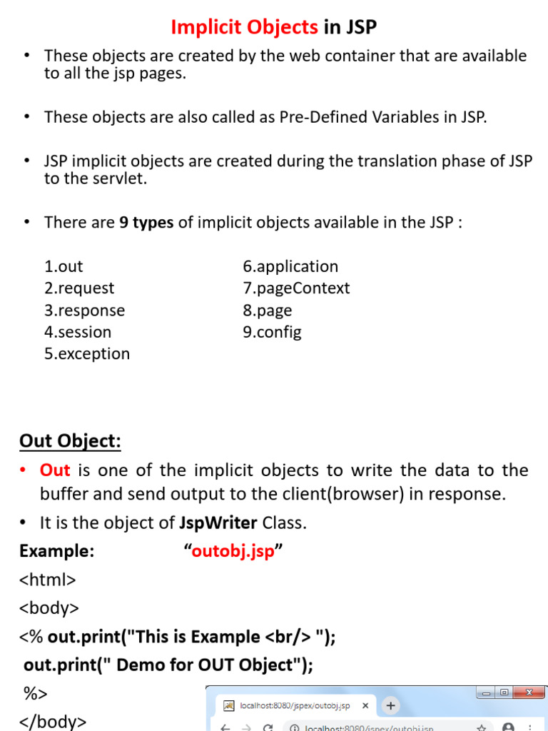 Implicit Objects in JSP | PDF | Scope (Computer Science) | Software ...