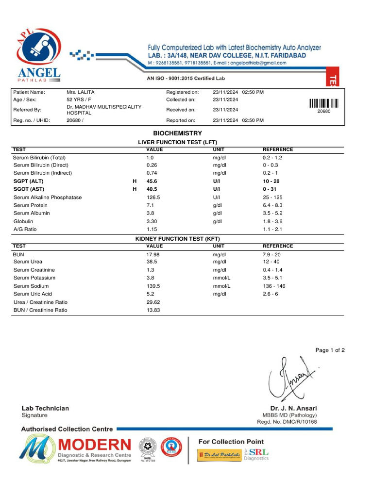 LabReport L11 Mrs - LALITA52YRS F 24 11 202420241124 2 l1pcwd | PDF | Vitamin D | Vitamin