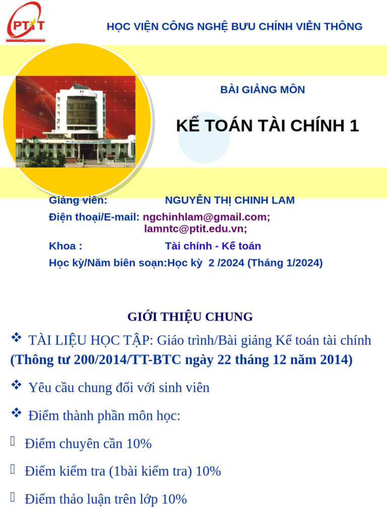 Bài Giảng Kttc1 2024 | PDF