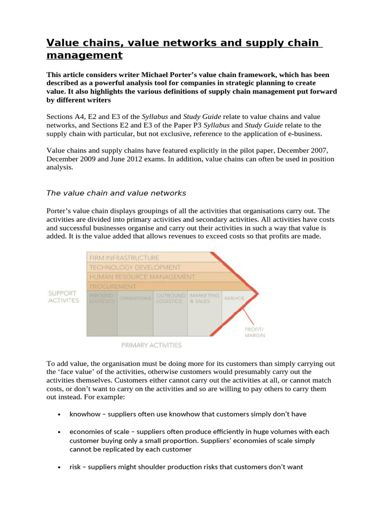 7avalue Chains, Value Networks and Supply Chain Management | PDF ...