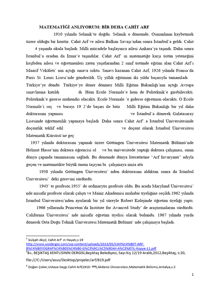 Cahit Arf 1910 Yilinda Selanik | PDF