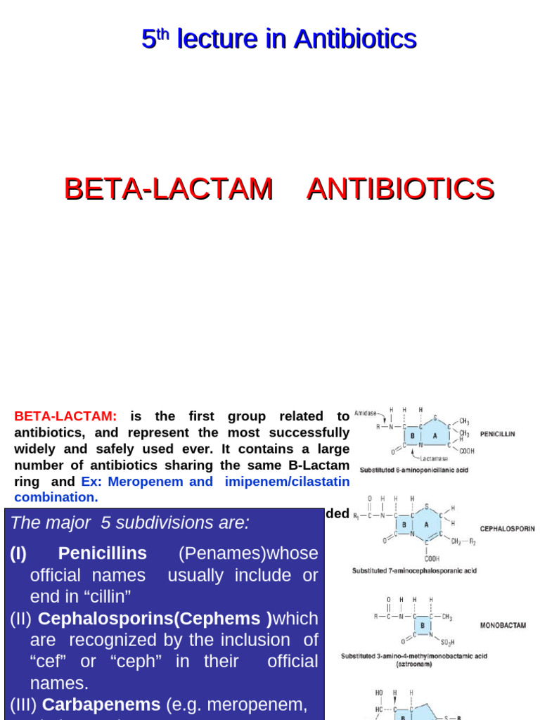 5th Lecture in Antibiotics | PDF | Beta Lactamase | Penicillin