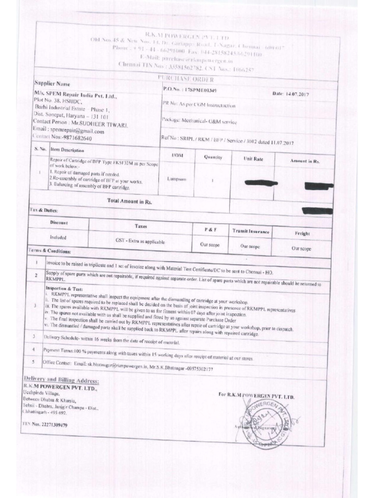 Unpriced RKM WO | PDF