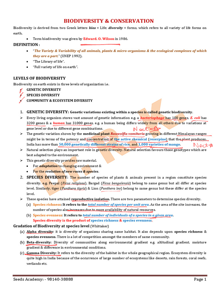 Biodiversity & Conservation - 045014 | PDF | Biodiversity ...