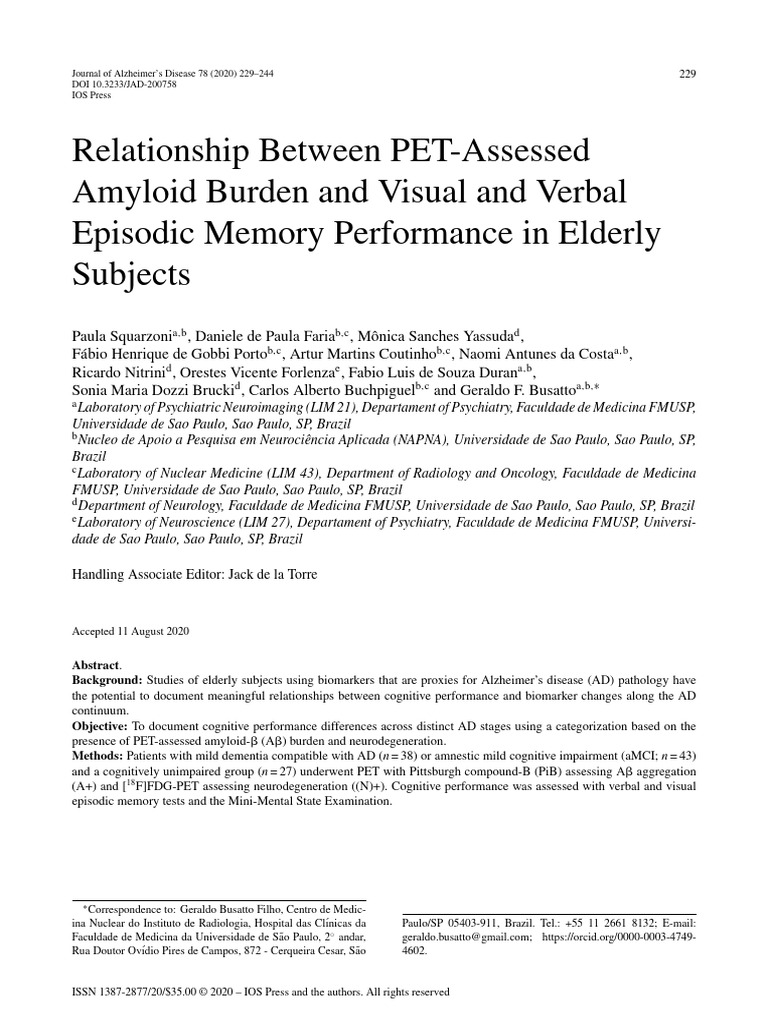 Visual - Verbal Episodic Memory | PDF | Dementia | Mental Processes
