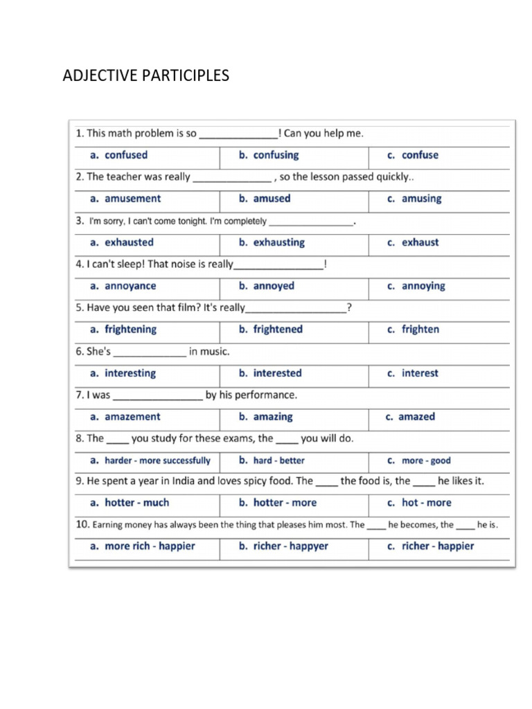 Adjective Participles | PDF