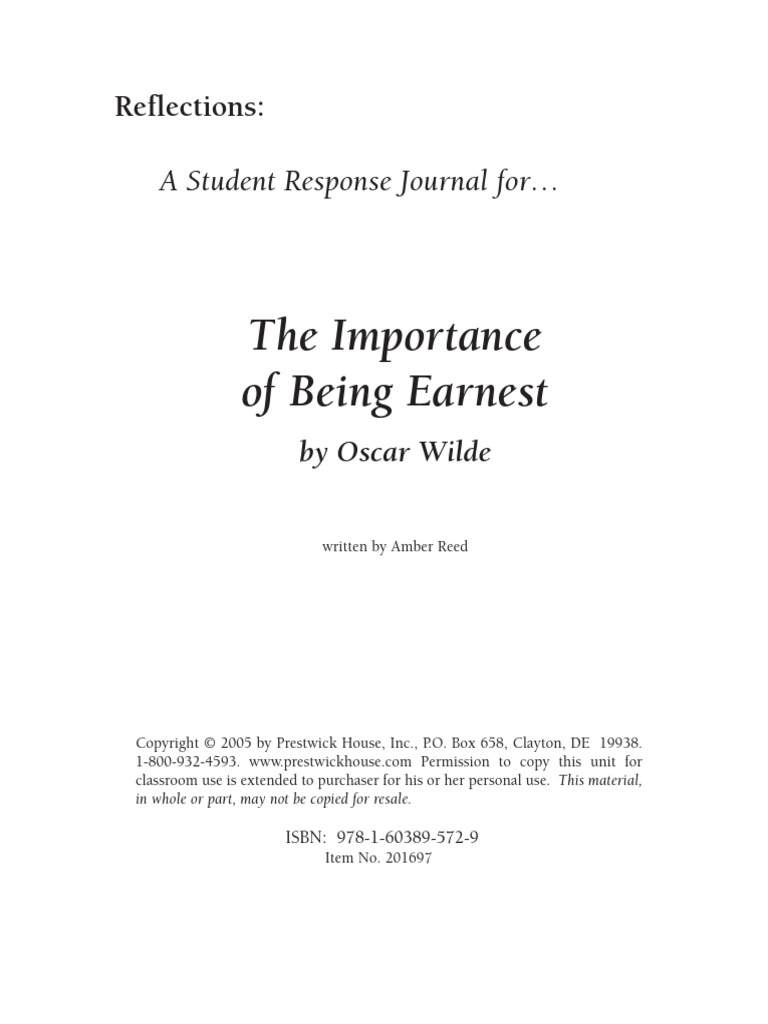 Importance Earnest Rj s | PDF | The Importance Of Being Earnest