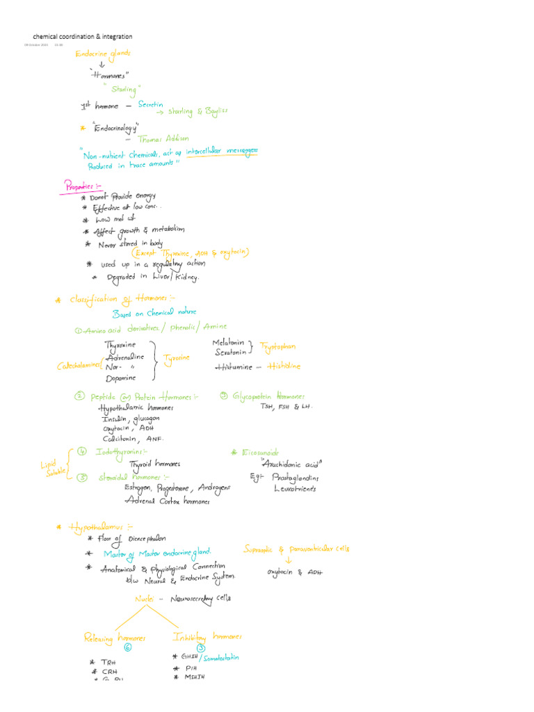 Chemical Coordination & Integration | PDF