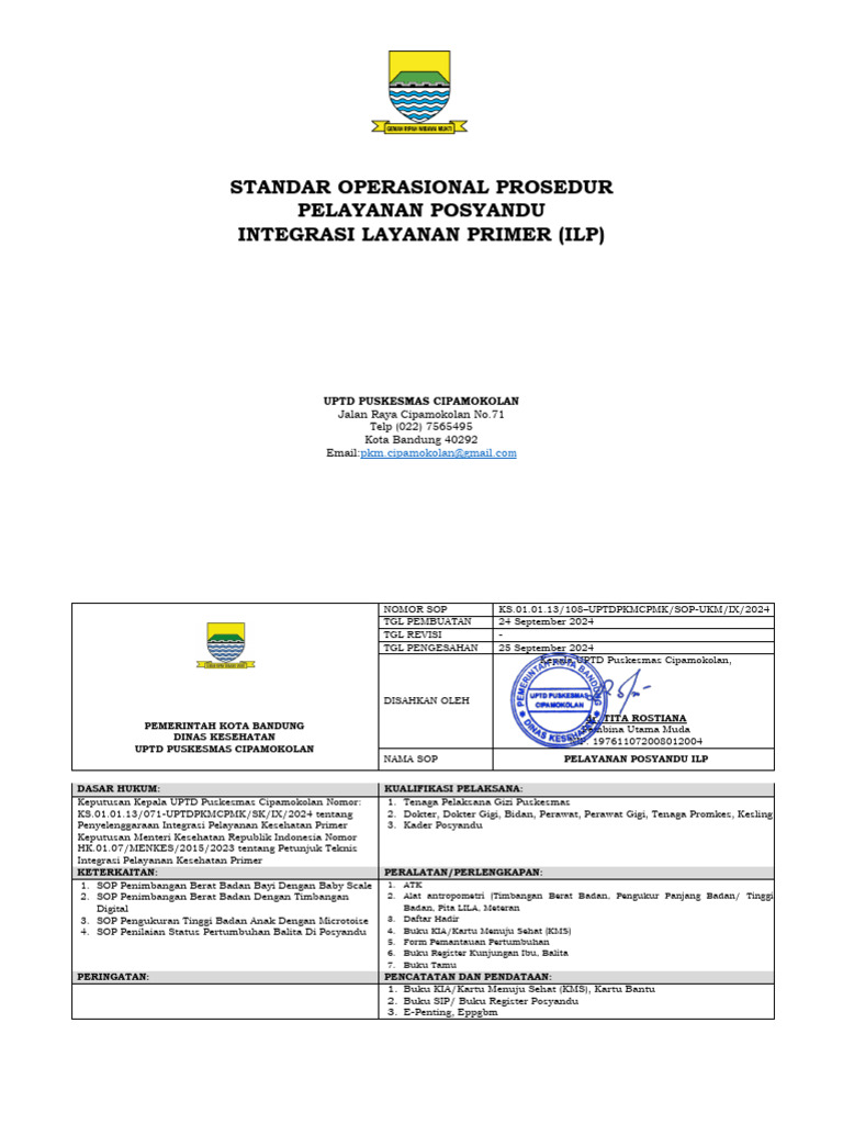 Sop Pelayanan Posyandu Ilp | PDF