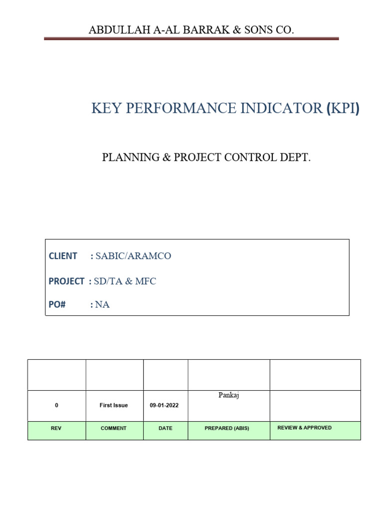Key Performance Indicators for SABIC Project | PDF