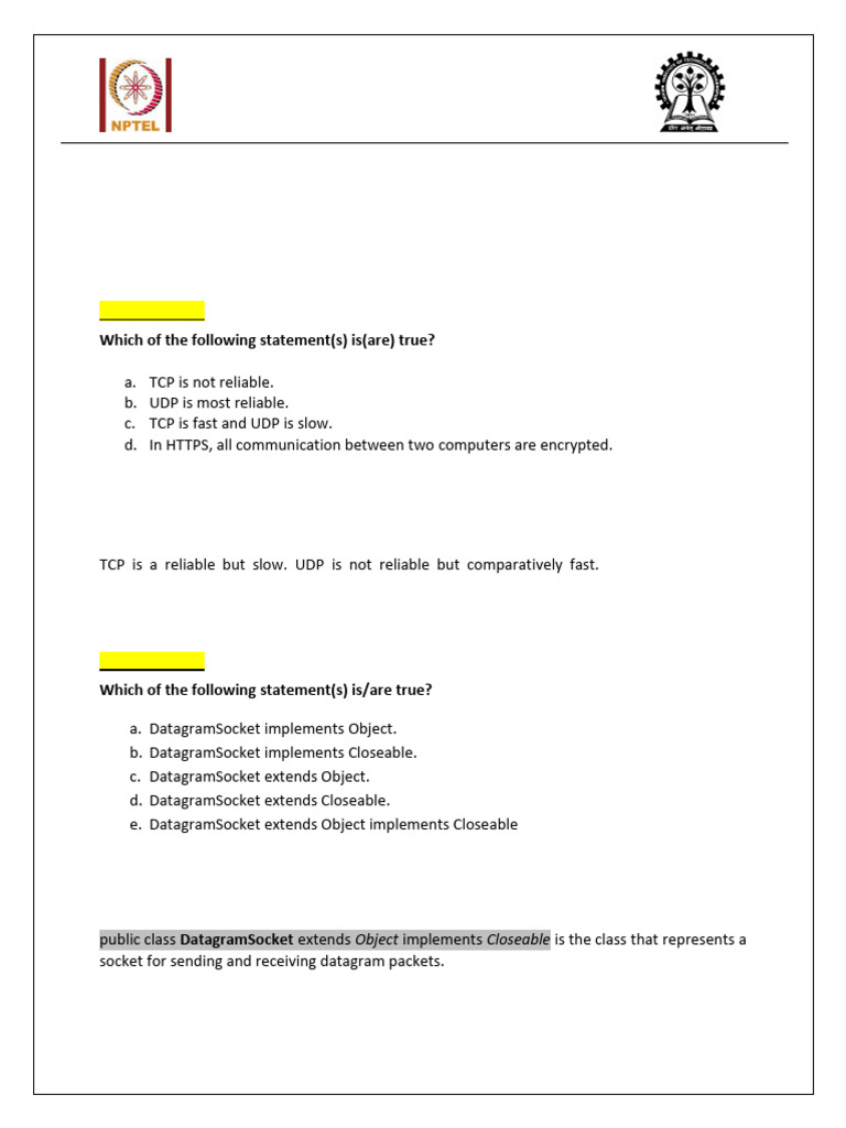 Assignment - 10 Solution | PDF | Internet Protocol Suite | Port (Computer Networking)
