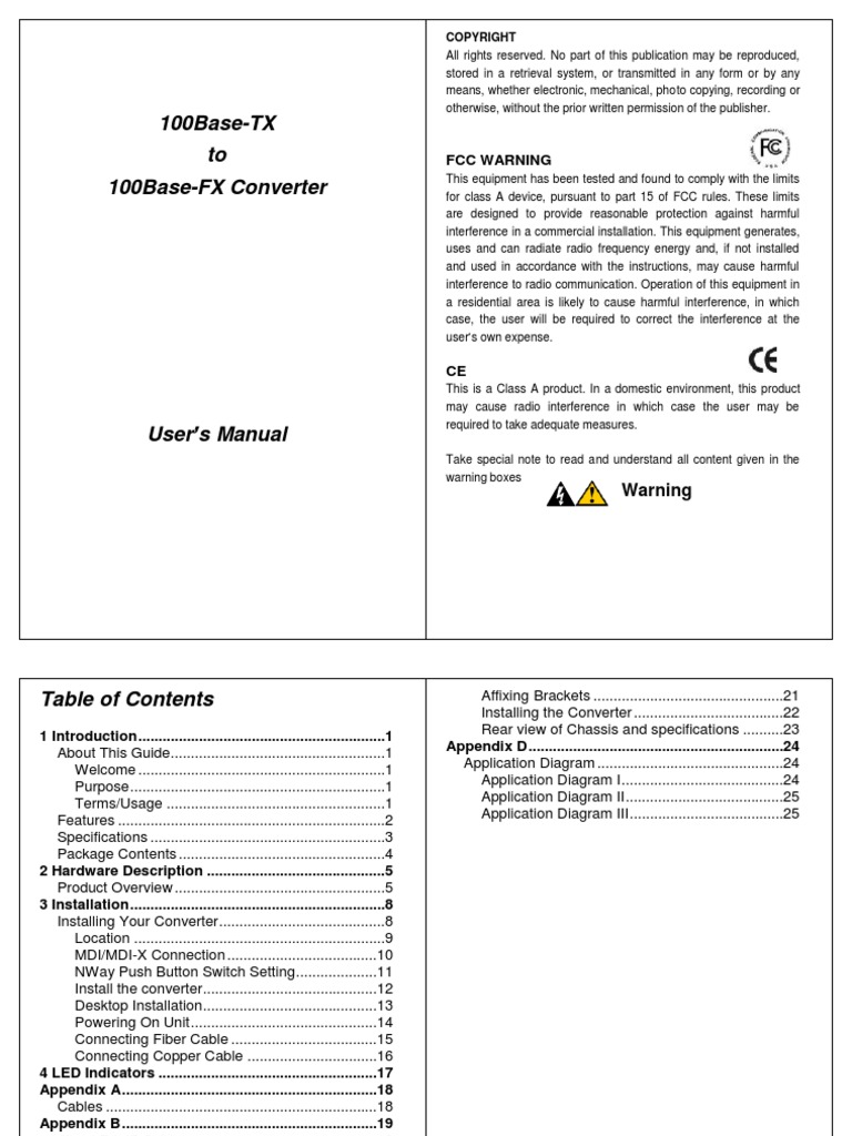 100TX To 100FX Converter | PDF | Electrical Connector | Network Switch