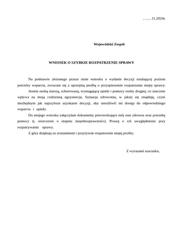 Wniosek o Przyspieszenie | PDF