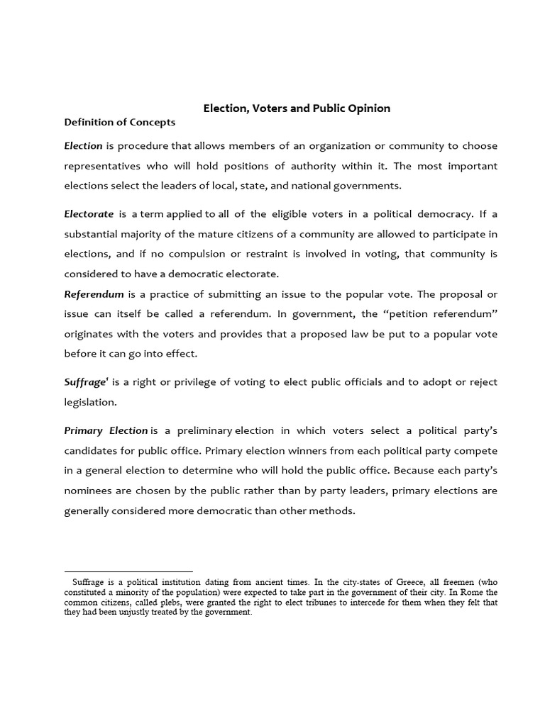 Module Election and Electoral Systems | PDF | Elections | Opinion Poll