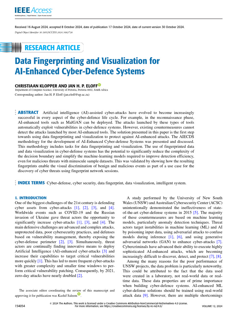 Data Fingerprinting and Visualization For AI-Enhanced Cyber-Defence Systems | PDF | Internet ...