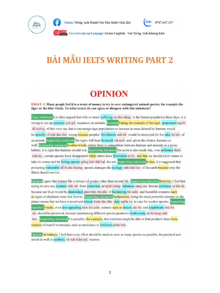 Bài Mẫu Writing Part 2 - Ielts PDF | PDF