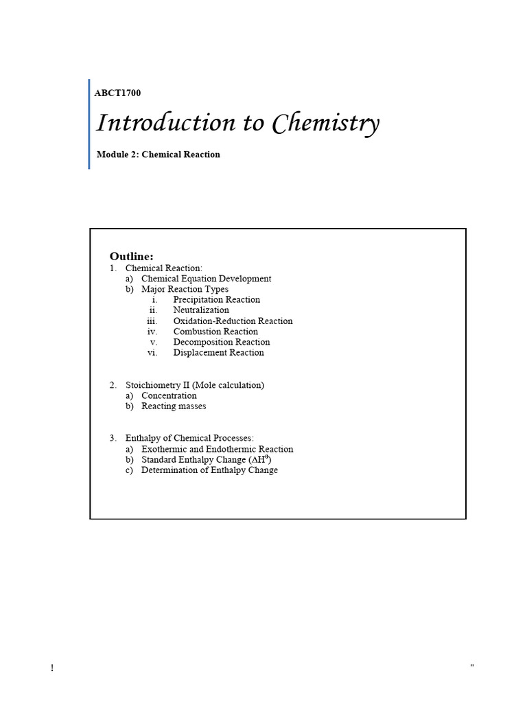 Module 2 Chemical Reaction Key Note Aug 6 PDF | PDF | Chemical ...
