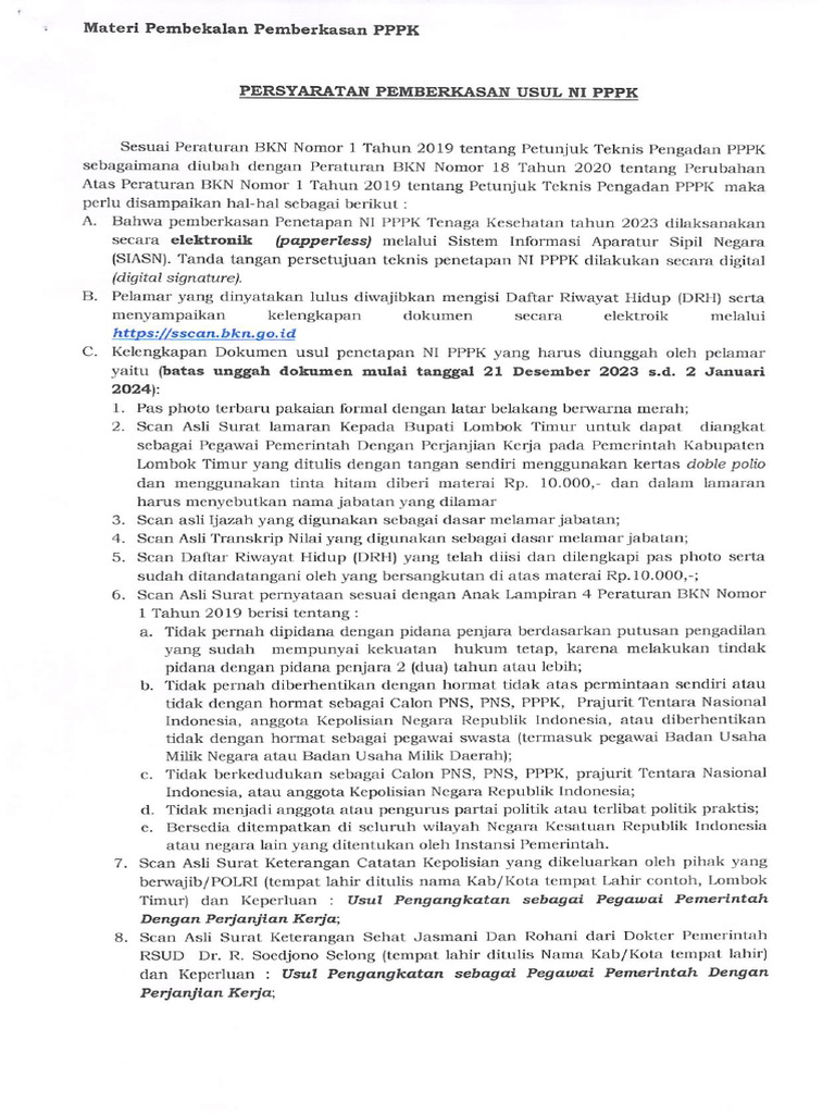 Pembekalan Pemberkasan PPPK | PDF