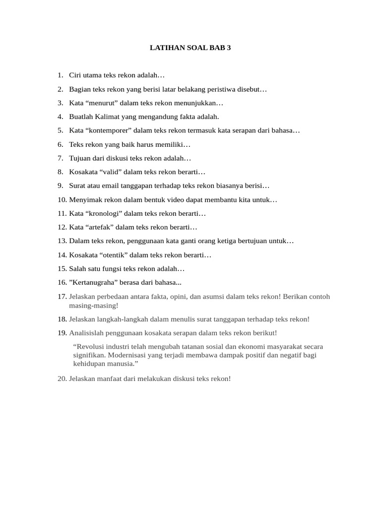 Latihan Soal Teks Rekon | PDF