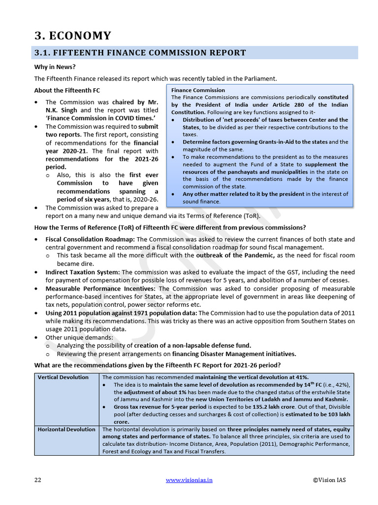 15th Finance Commission | PDF | Taxes | Gross Domestic Product