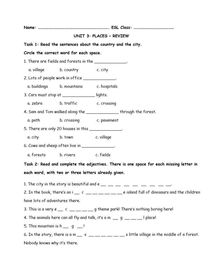 Unit 3 - Review - Vocabulary - Grammar - Writing - Handout | PDF ...