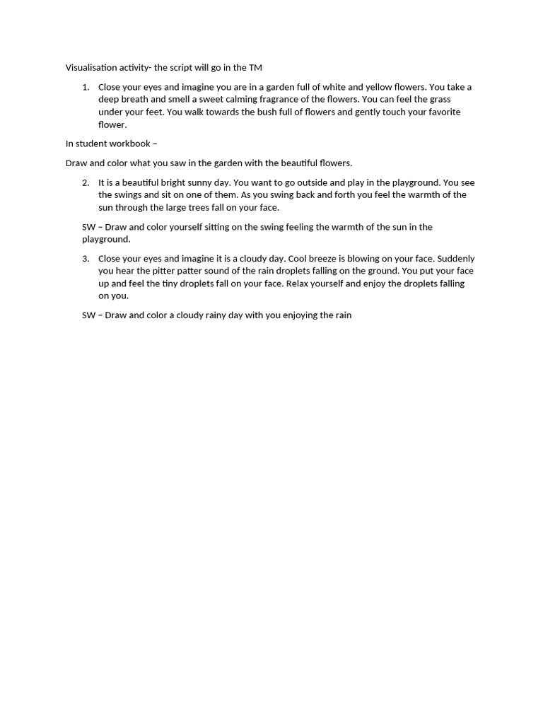 Visualization Activities for Kids | PDF