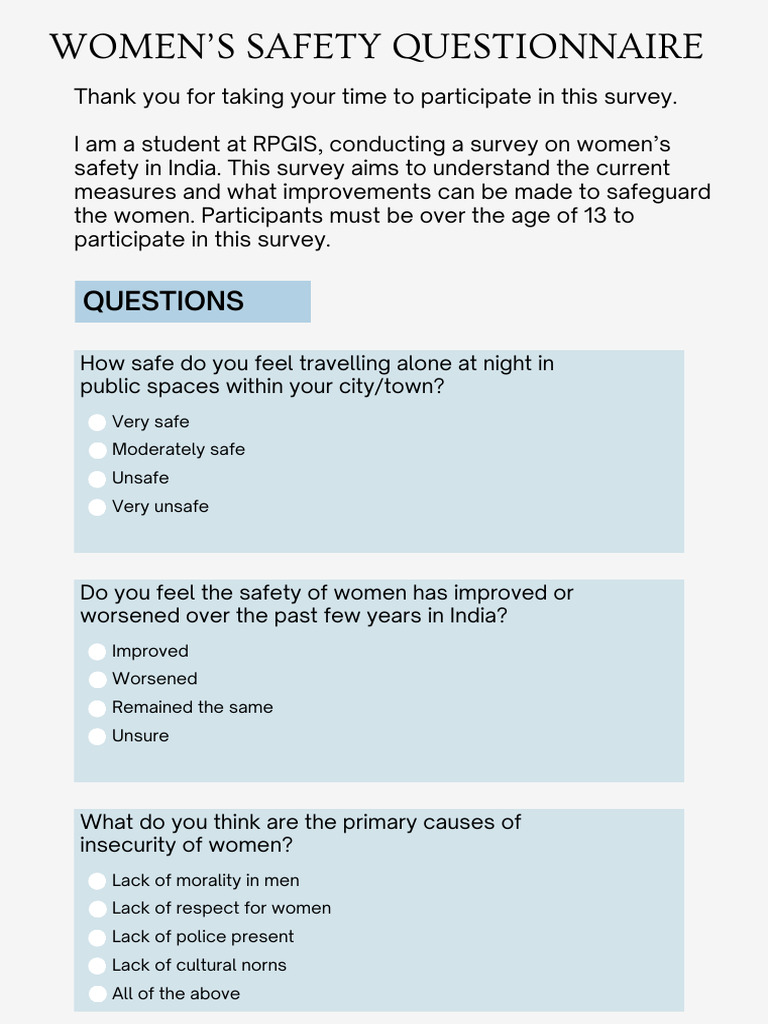 Women's Safety Survey in India | PDF | Injustice | Gender Studies