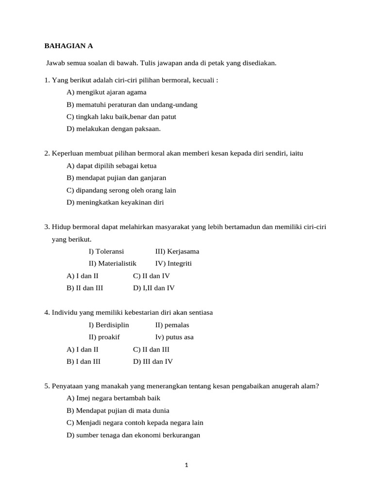 Moral F3 FINAL Year Exam | PDF