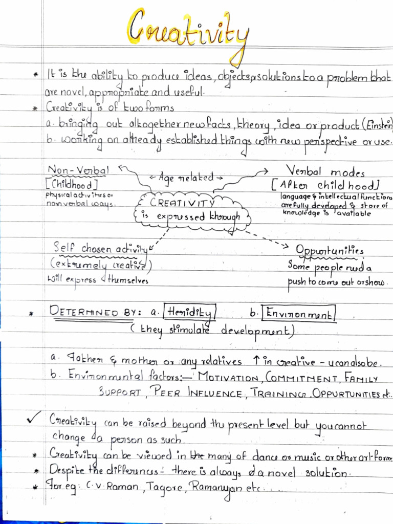 creativity notes | PDF | Cognition | Intelligence