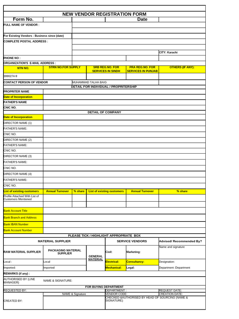 Vendor Form | PDF