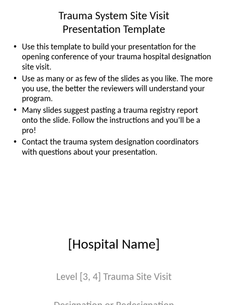 Trauma Hospital Site Visit Template | PDF | Hospital | Emergency Department