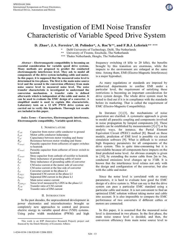 EMI Noise Transfer in VSD Systems | PDF | Electromagnetic Interference ...