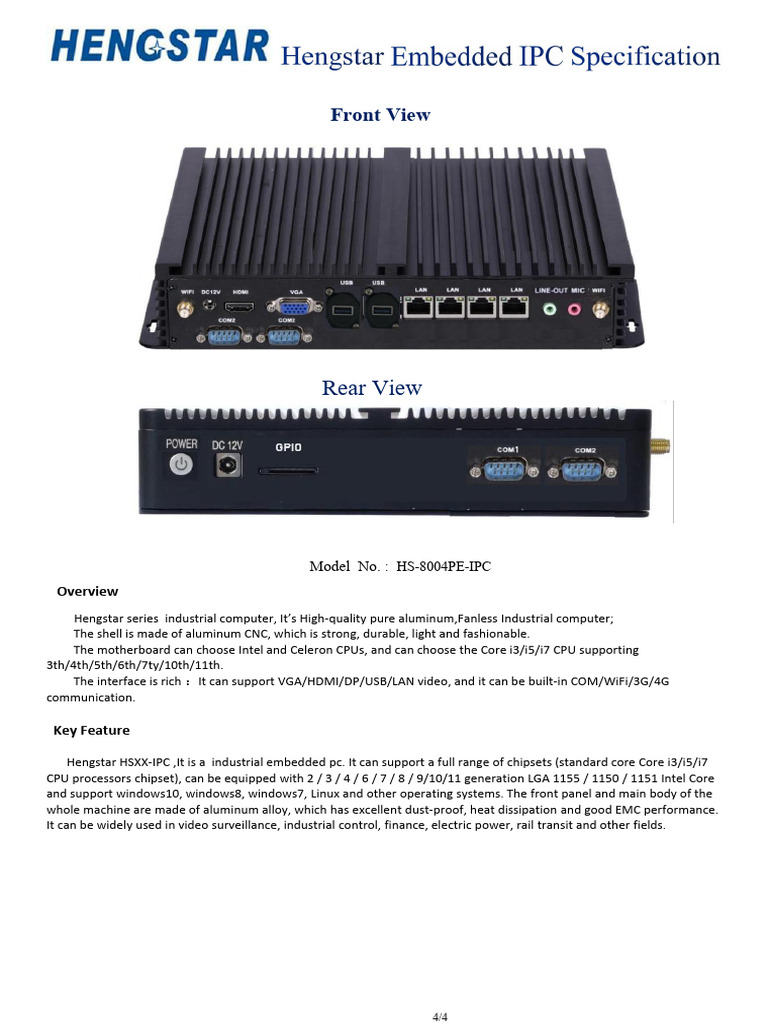 Hengstar Embedded Industrial IPC Specification 20230926 | PDF ...