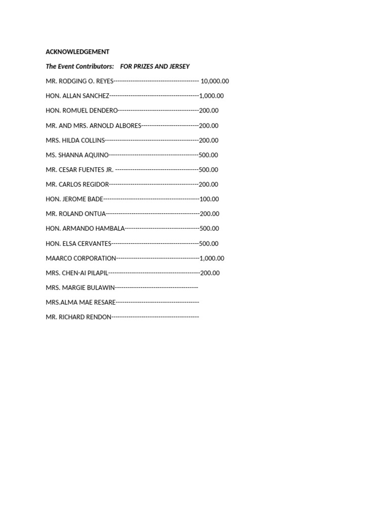 Acknowledgement Pdf