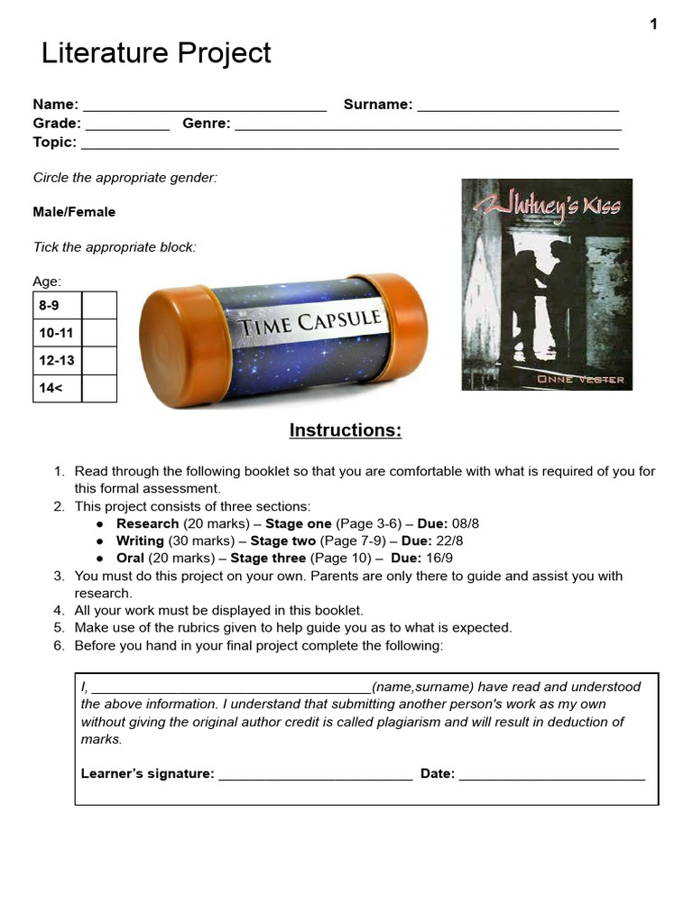 Literature Project Time Capsule 2024 | PDF
