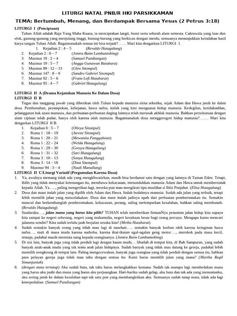 LITURGI NATAL PNB HKI Parsikkaman | PDF