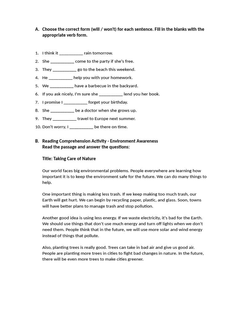 Unit 6 Future Will | PDF